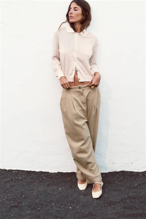 자라 주얼리 펄 니트 가디건 9598096 Pastel Pink