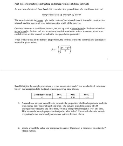 Solved Part 1 More Practice Constructing And Interpreting