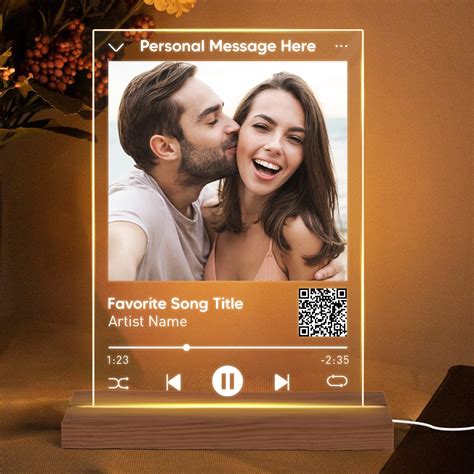 Couple Photo Custom Message Scannable Qr Code Personalized Rectangle A Trendingcustom™️