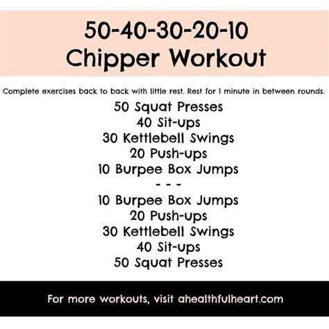 50 40 30 20 10 Chipper Workout