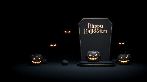 무서운 얼굴 호박과 할로윈 배경은 어둠 속에서 빛나고있다 할로윈에 대한 블랙과 골드 템플릿 3d 렌더링 3d 그림입니다 할로윈에 대한 스톡 사진 및 기타 이미지 Istock