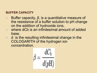 Application of buffers,buffers equation and buffer capacity | PPT