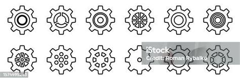 기어 아이콘 세트입니다 기어 아이콘 설정 기계식 외곽선 톱니바퀴 모음 간단한 기어 휠 컬렉션 기어 아이콘 실루엣 흰색 배경에 톱니바퀴 기호가 있는 벡터 그림 강철에 대한