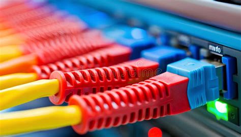 It Consultant Inserting Connecting A Network Cable Into A Switch Stock Photo Image Of
