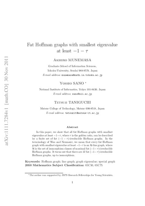 pdf fat hoffman graphs with smallest eigenvalue at least 1 tau