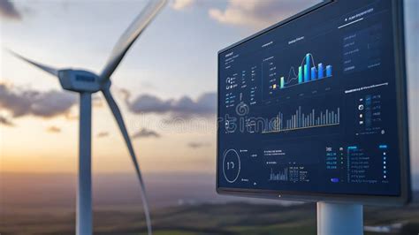 Wind Turbine With Energy Data Analytics Dashboard Stock Image Image Of Technology Efficiency