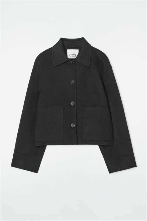 Cos Boxy Double Faced Wool Jacket In Black Endource