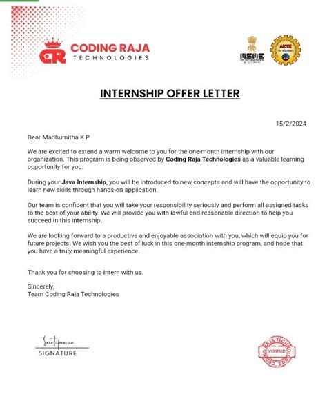 Javainternship Codingraja Codingrajatechnologies Madhumitha K P