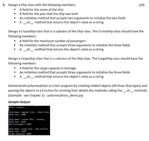 Solved Design A Ship Class With The Following Chegg