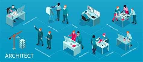 Architect Isometric Infographic Flowchart Vector Image