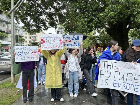 ბათუმის სხვადასხვა სკოლის მოსწავლეები „უცხოური გავლენის გამჭვირვალობის შესახებ” კანონპროექტის