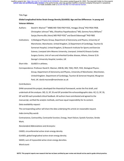 Pdf Global Longitudinal Active Strain Energy Density Glased Age