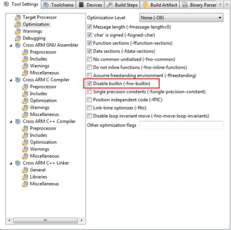 Gnu Gcc Printf And Builtin Optimizations Mcu On Eclipse