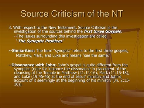 Ppt Class Vi Nt Source Criticism The Synoptic Problem Powerpoint Presentation Id 3218375
