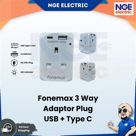 [sirim] 3 Way Adapter Switch Type C Usb 3 Way Adaptor 3 Way Sirim Adaptor Usb Extension