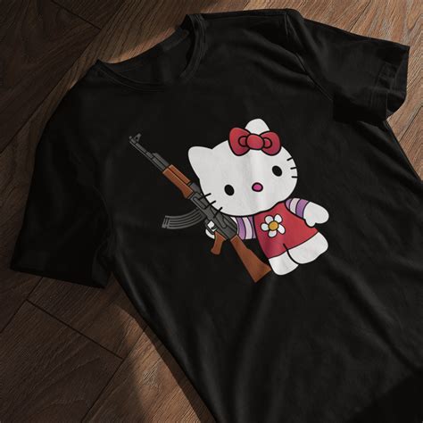 Hello Kitty Sticker Tactical Kitty With Ak 47 Decal