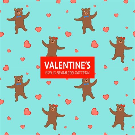 Premium Vector Valentines Day Seamless Pattern Cartoon Style