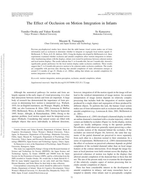 The Effect Of Occlusion On Motion Integration In Infants Request Pdf