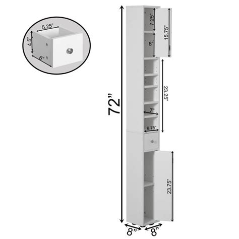 Rebrilliant Oaklen 72 Inches Narrow Tall And Space Saving Multi