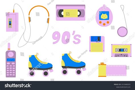 Set Elements 80s 90s Classic Objects Stock Vector Royalty Free 2172400321 Shutterstock
