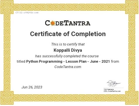 Earned Python Programming Certification From Codetantra Koppalli Divya Posted On The Topic