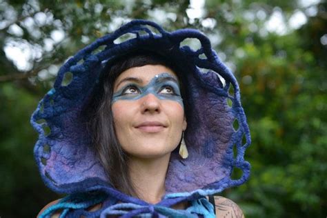 Felt Melted Fairy Pixie Sea Witch Of The Deepest Darkest Oceans Hooded Hat Bonnet Ooak Sea
