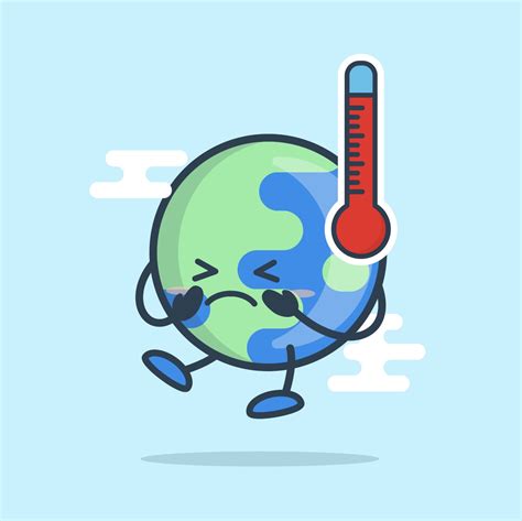 지구 온난화 캐릭터 고통 일러스트 백터 Ai 다운로드 Download Global Warming Character Vector