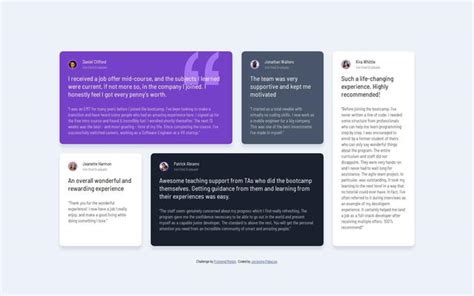 Frontend Mentor Testimonials Grid Section With Css Grid Coding