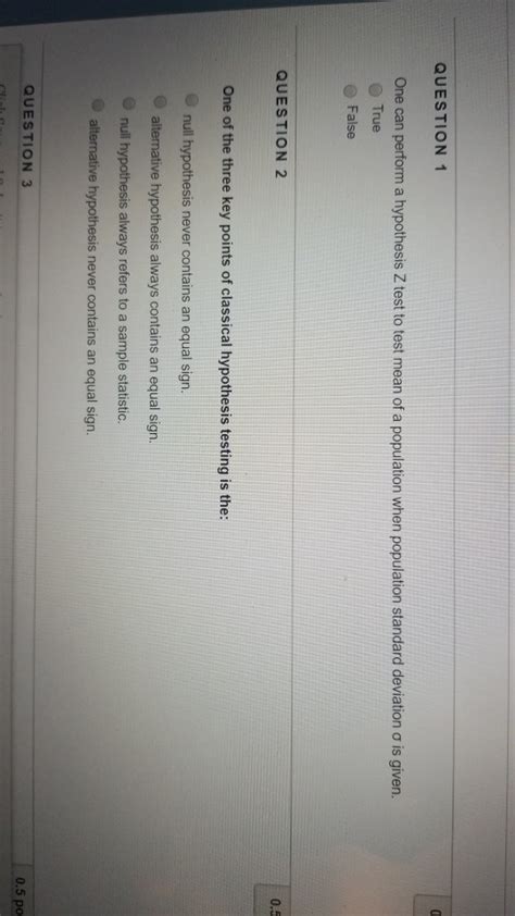 Solved QUESTION One Can Perform A Hypothesis Z Test To Chegg Com