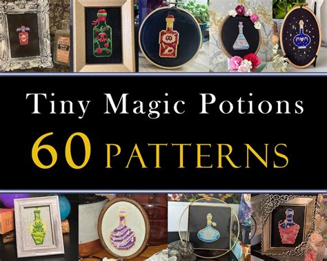60 Tiny Cross Stitch Magic Potions Set Mini Cross Stitch Rpg Small