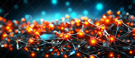 Abstract Technology Background Network Connection Structure With Glowing Particles Stock Image