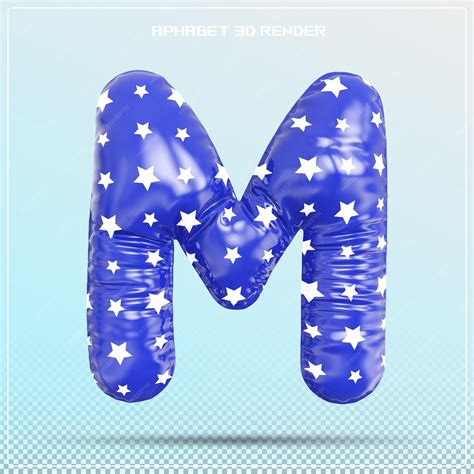 파란 글자 M 글 ⁇ 거품 3d 렌더 알파 ⁇ 프리미엄 Psd 파일