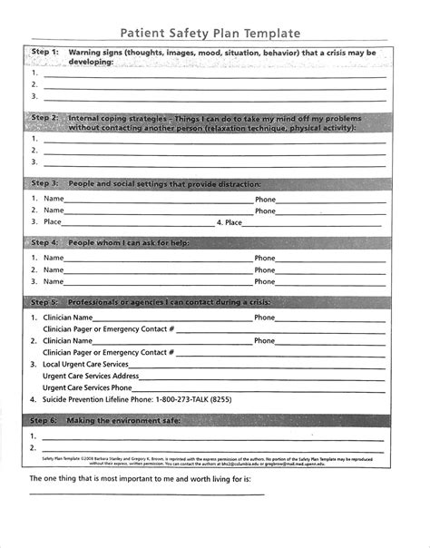 Fillable Safety Plan Template Br