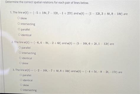 Solved Determine the correct spatial relations for each pair | Chegg.com