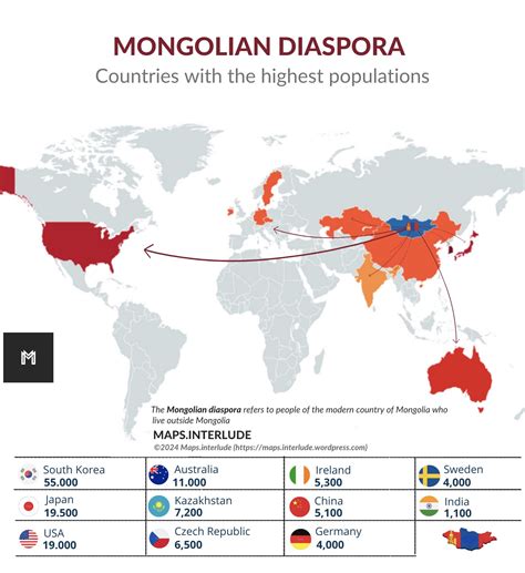 Map Of The Mongolian Diaspora In The World Brilliant Maps
