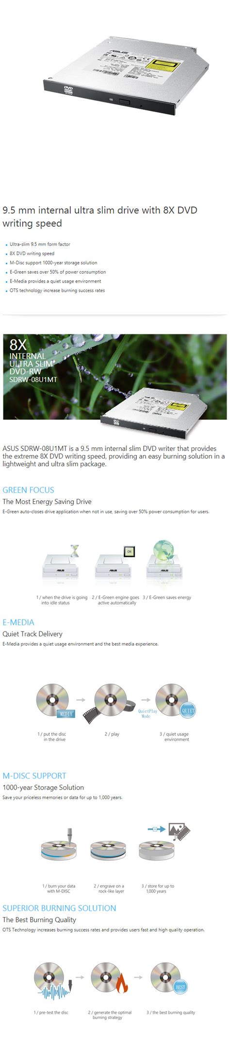 Išorinis optinis įrenginys Asus SDRW-08U1MT/BLK/B/GEN, juoda - Senukai.lt