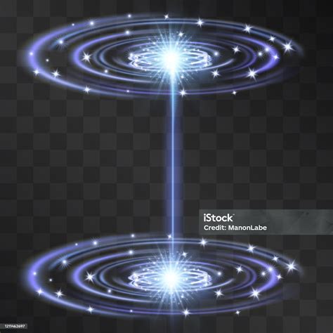 투명 한 배경에 격리 된 공상 과학 파랑 빛 공간 여행 포털 벡터입니다 프리젠 테이션 포스터 광고 배너소용돌이 연단 마법의 홀로그램 터널 레이저 축 클럽 스포트 라이트 순간