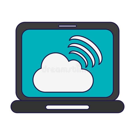 Laptop With Cloud Computing Stock Vector Illustration Of Vector Information