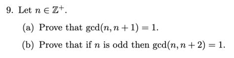 solved let ninz a ﻿prove that gcd n n 1 1 b ﻿prove