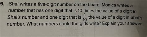 9 Shai Writes A Five Digit Number On The Board Monica Writes A Number