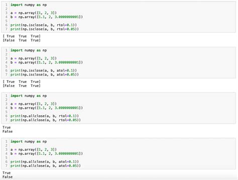 NumPy近い値かどうかを判定するisclose Python PySci