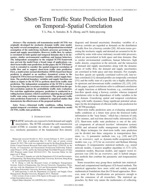 Pdf Short Term Traffic State Prediction Based On Temporal Spatial