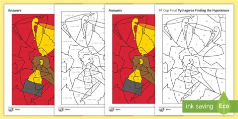 New Maths Fa Cup Final Pythagoras Colour By Number Activity Sheet