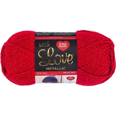Red Heart With Love Metallic Yarn Red