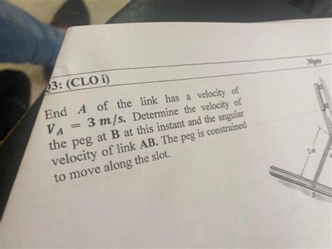 solved end a of the link has a velocity of va 3 m s