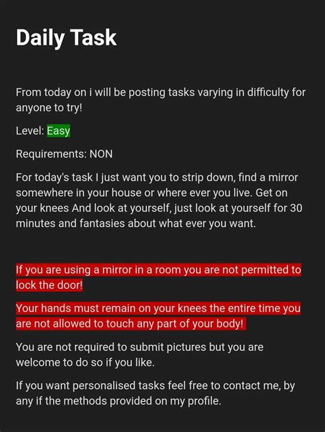 Day 2 Of Bdsm Tasks To Be Completed By Anyone These Tasks Range From