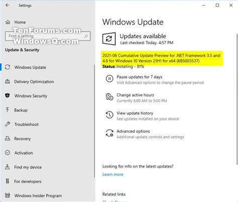 Kb5003537 Cumulative Update Net Framework 3 5 And 4 8 For Windows 10 Windows Update Windows