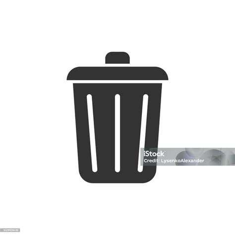 Im Flachen Stil Müll Papierkorbsymbol Mülleimervektorillustration Auf Weißem Hintergrund