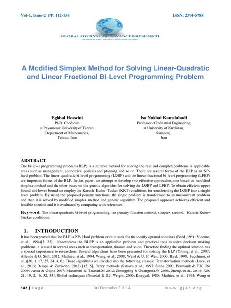 a modified simplex method for solving linear quadratic and linear