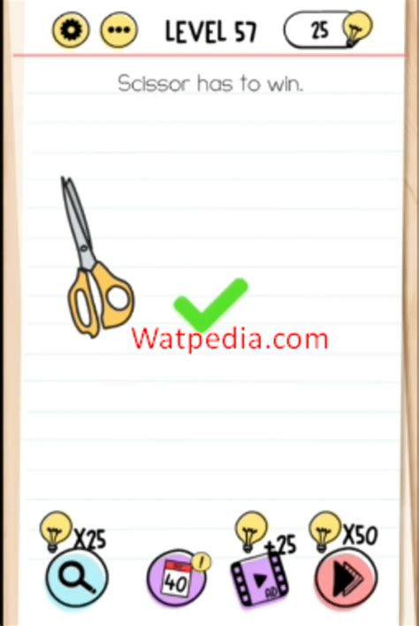 Brain Test Level 57 Scissor Has To Win